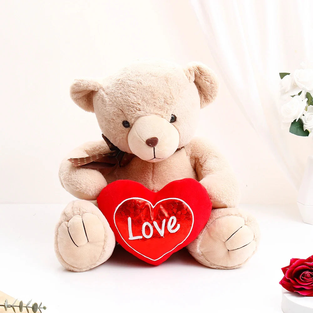 Coffee Brown Teddy Bear With Heart - Large